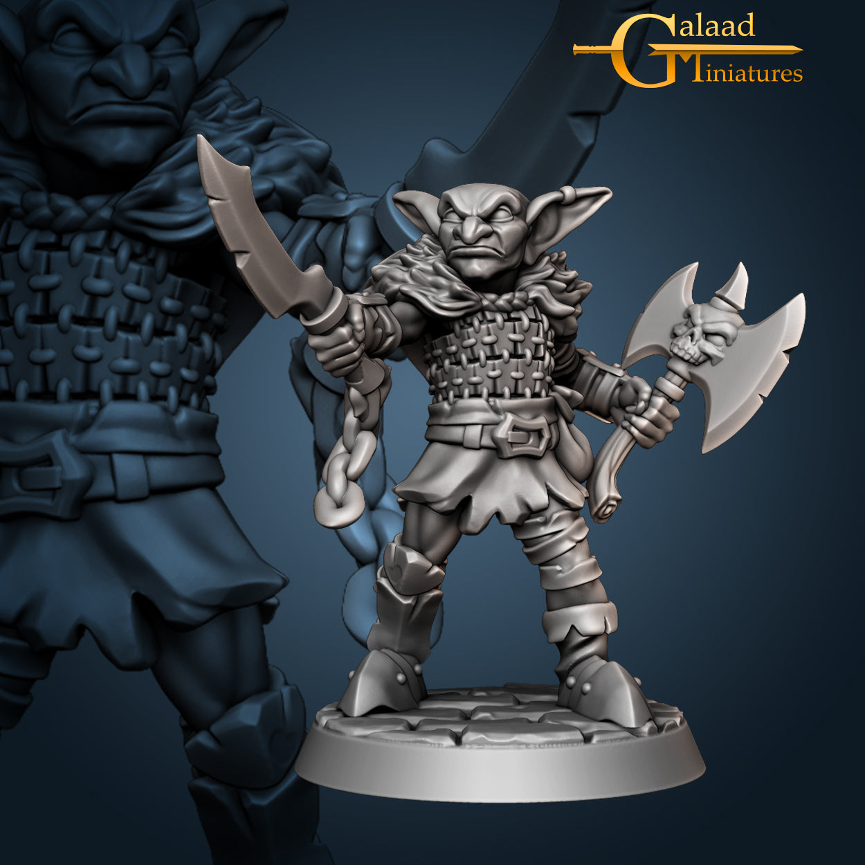 Goblin with dagger and axe - Galaad - Miniatures by Only-Games.co