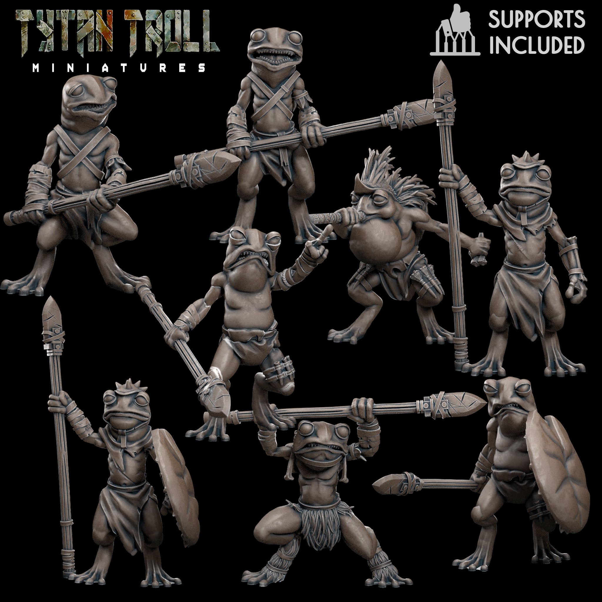 Frogfolk Spearman Bundle - 32mm - DND - Pathfinder - TytanTroll ...