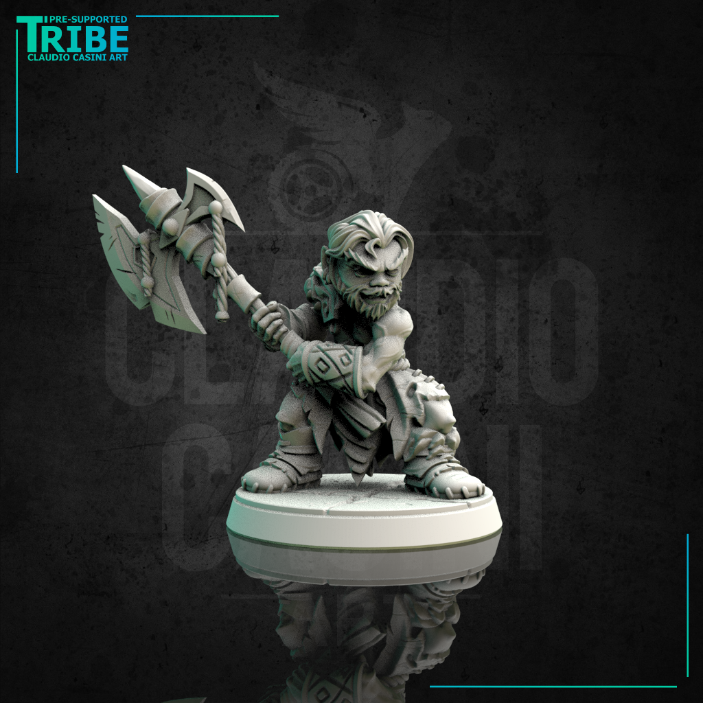 (0128) Male halfling hobbit barbarian with a big axe - Claudio Casini ...