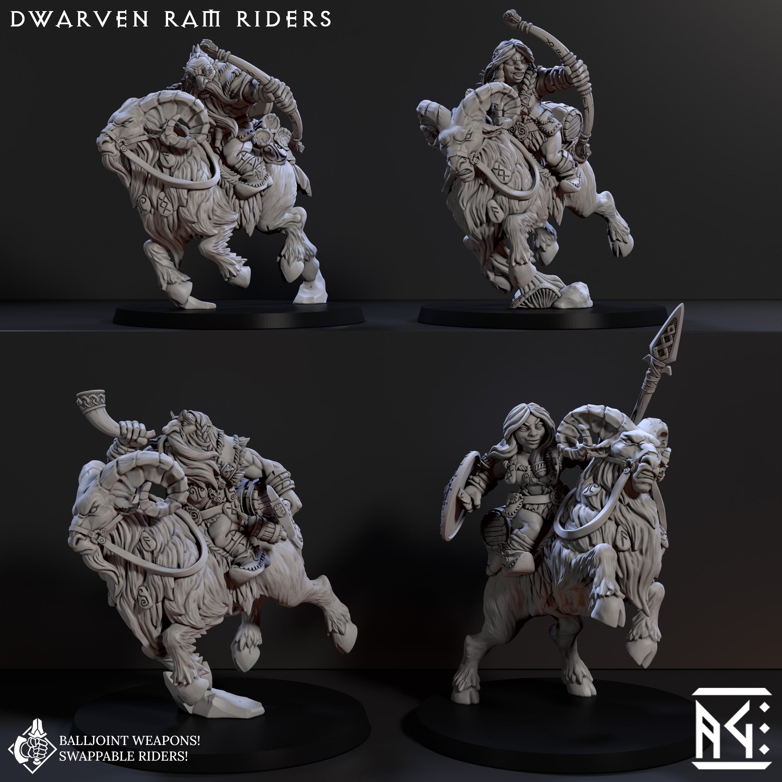 Dwarven Ram Riders (Dwarven Mountaineers of Skutagaard) - ArtisanGuild ...