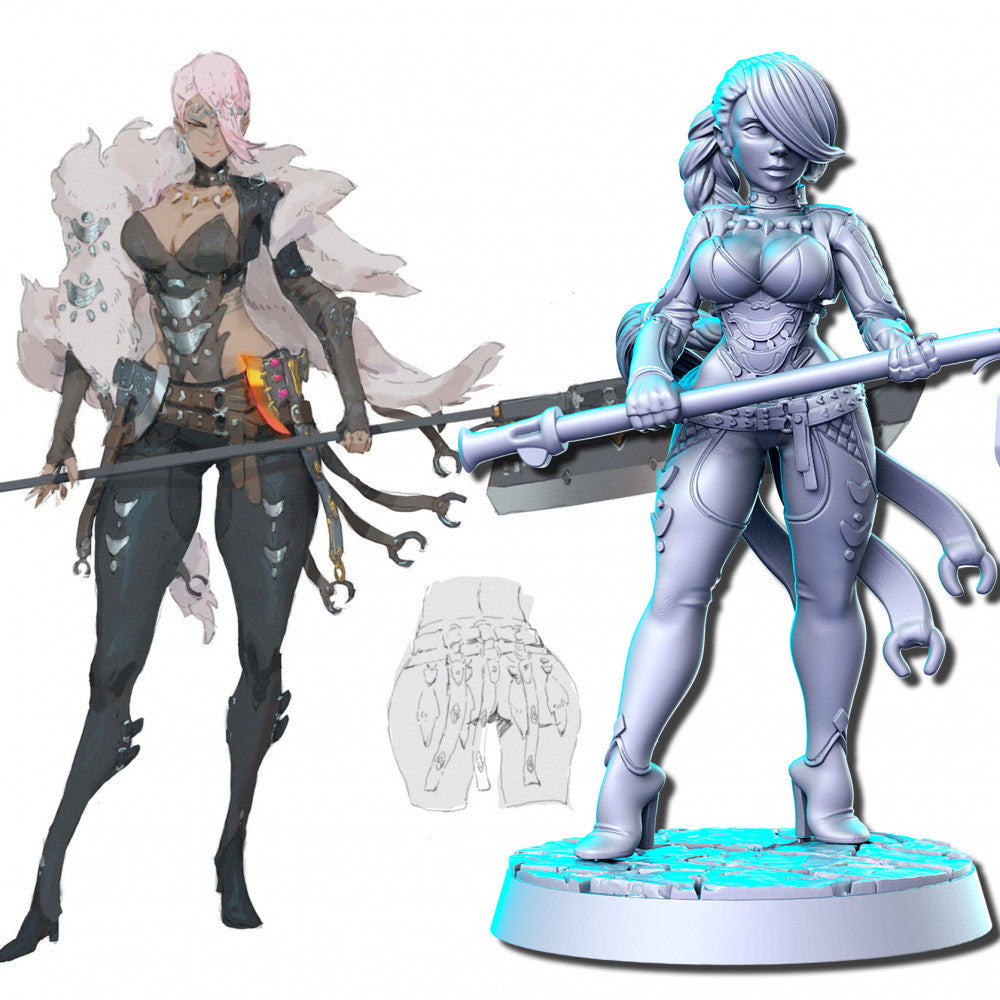 1a Kinapoa (neo-amazon guard) - Female with poleaxe - 32mm - DnD ...