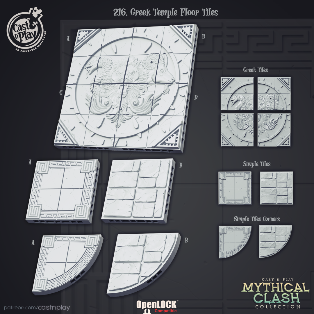 Greek Temple Floor Tiles - Cast n Play - Miniatures by Only-Games.co