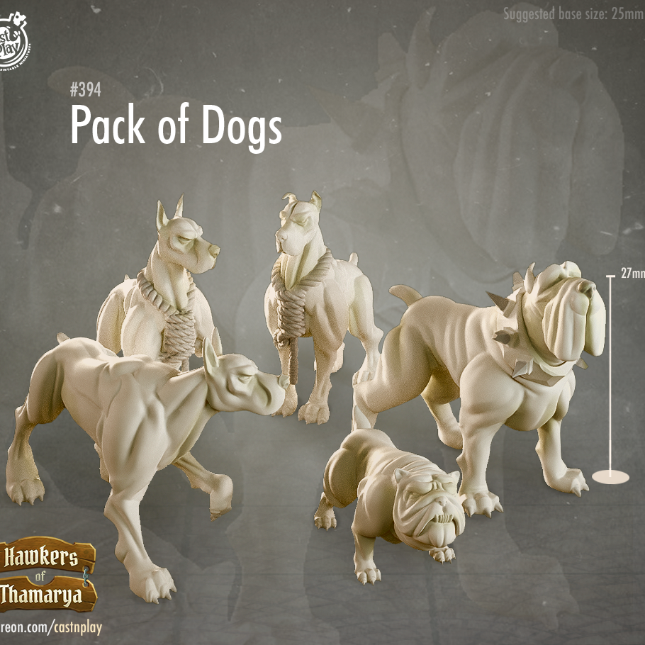 Pack of Dogs (5 Models) - Cast n Play - Miniatures by Only-Games.co